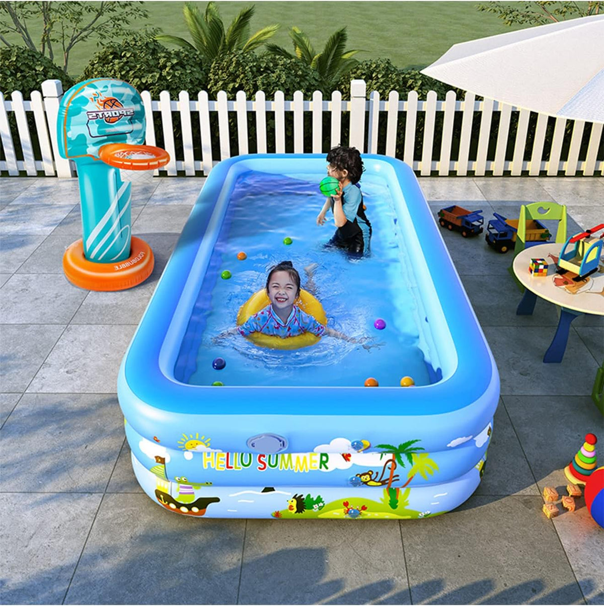 GT-WHEEL Inflatable Pool SELF Inflating Large Kiddie Pool Above Ground